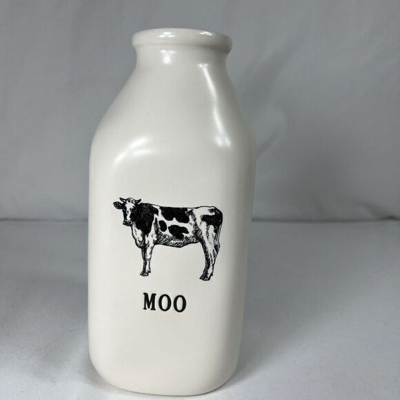 Dining | Rae Dunn 223 Farmhouse White Moo Ceramic Milk Bottle Cow ...